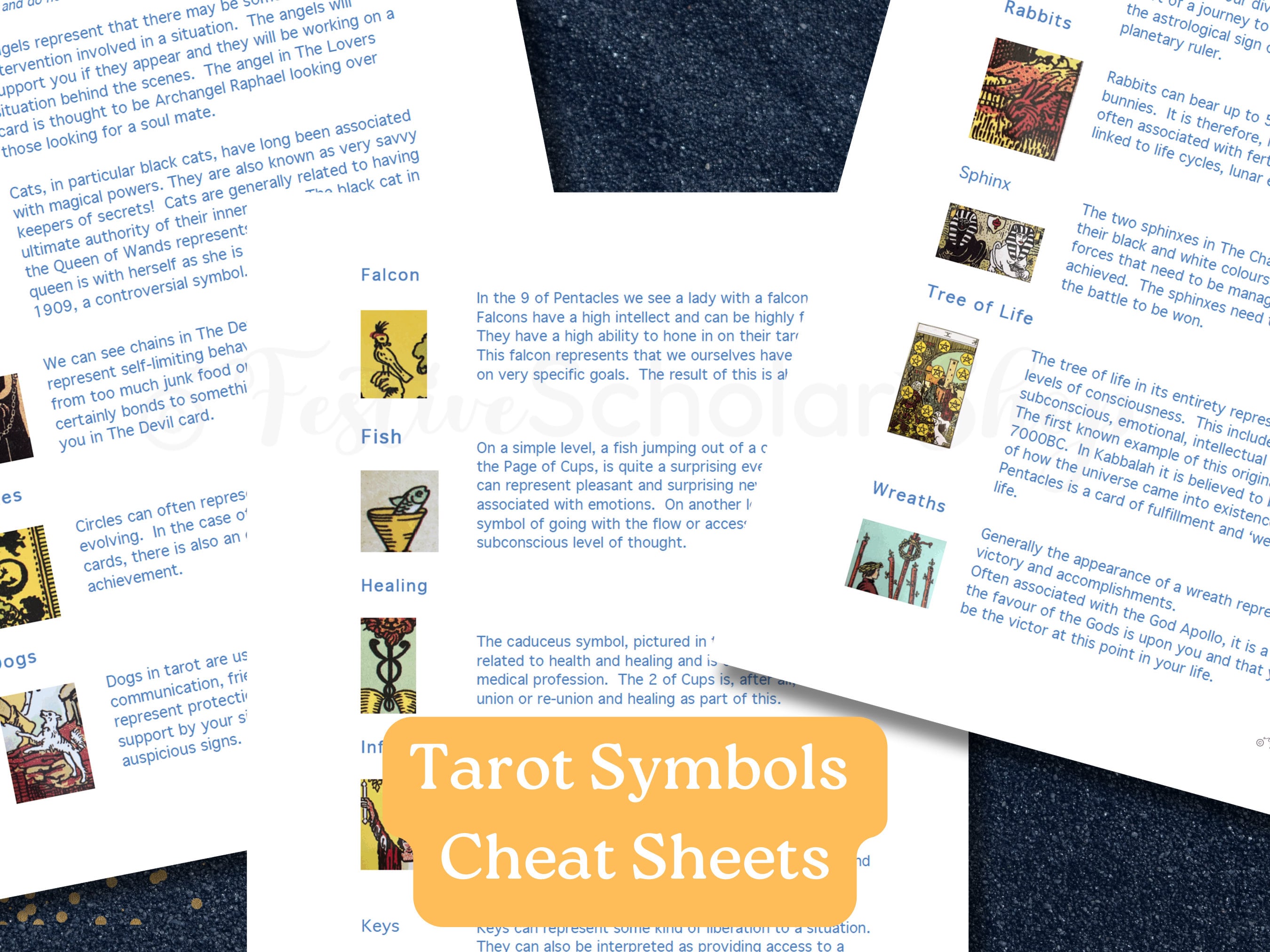 Tarot Symbols Cheat Sheets for Reading Tarot Cards Printable Book of ...