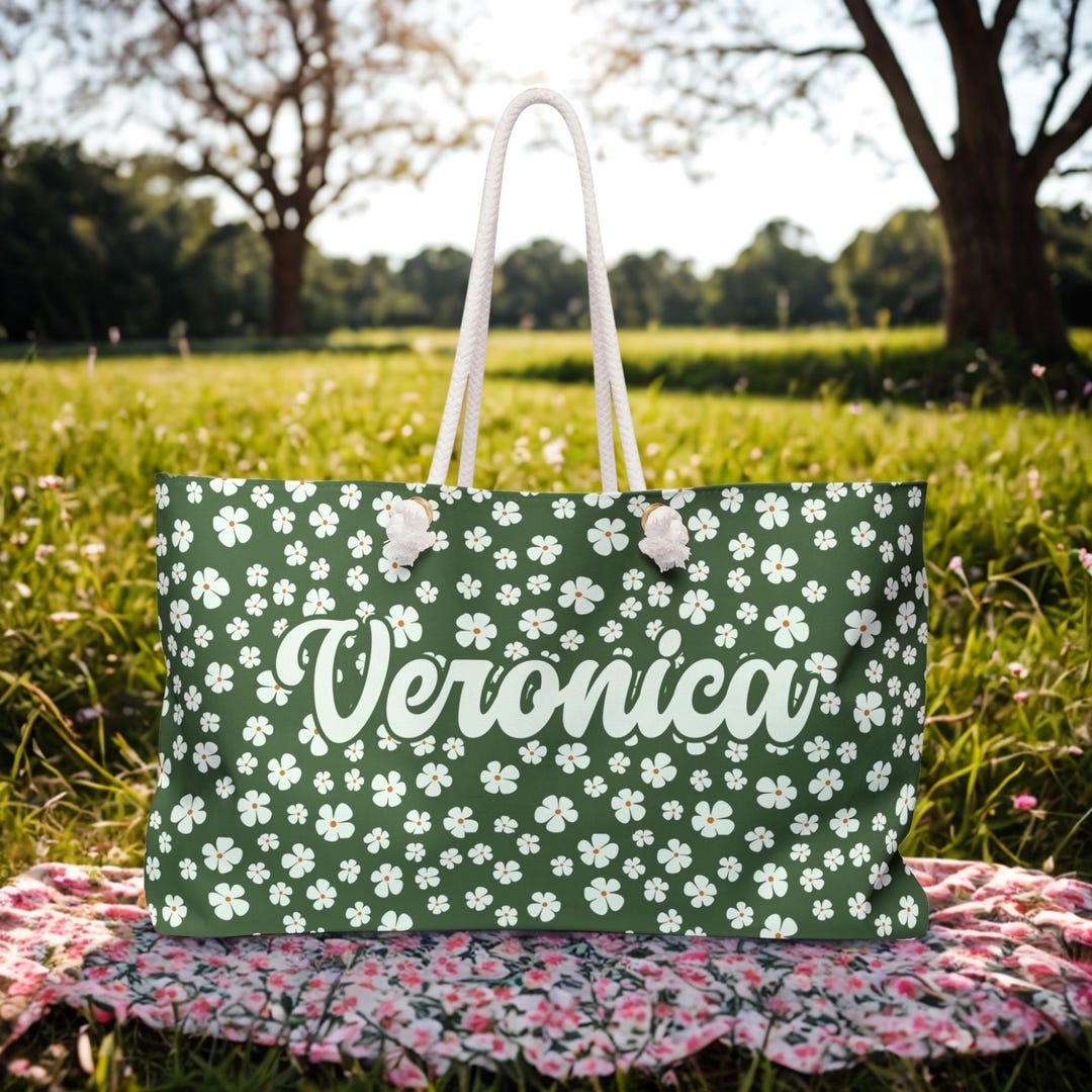 Personalized Floral Weekender Bag – Custom Name Oversized Tote for ...