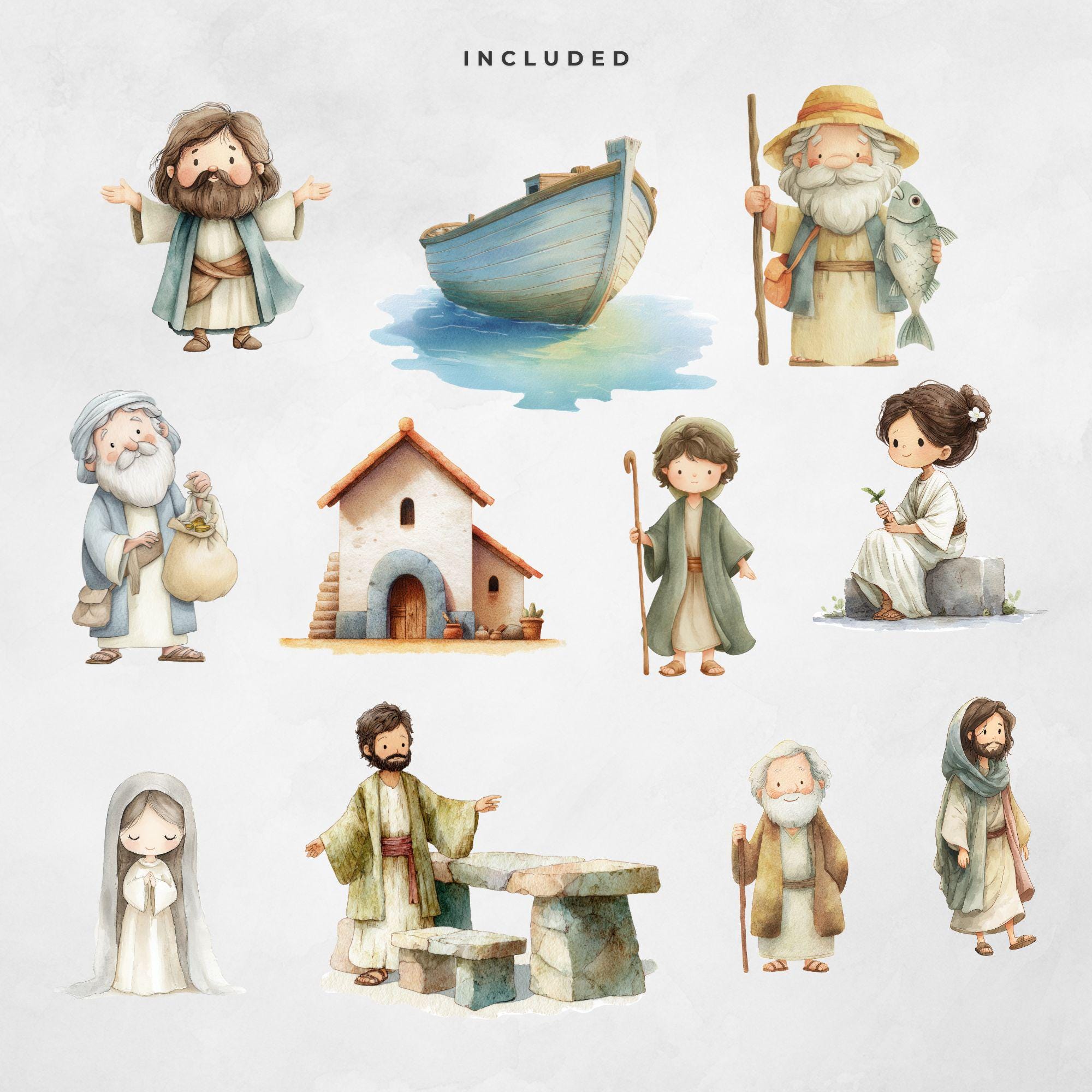 Watercolor Bible Characters Clipart | Christian Religious Pngs ...