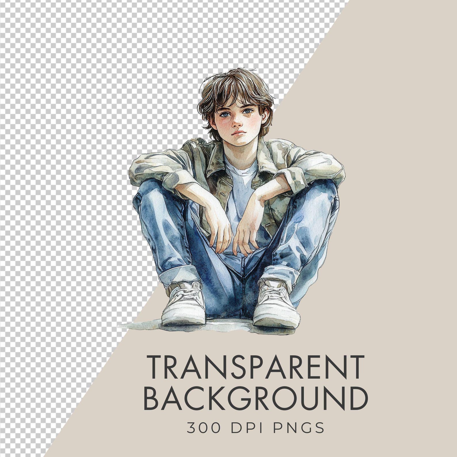 Teen Boy Clipart Set, Trendy Teenager in Various Poses, Commercial Use ...