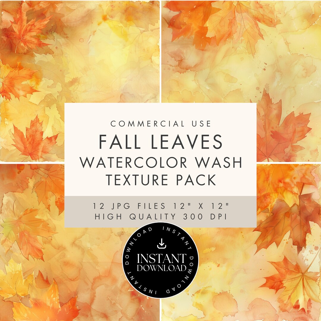 Watercolor Autumn Leaves Digital Paper: Fall Backgrounds (JPG INSTANT ...