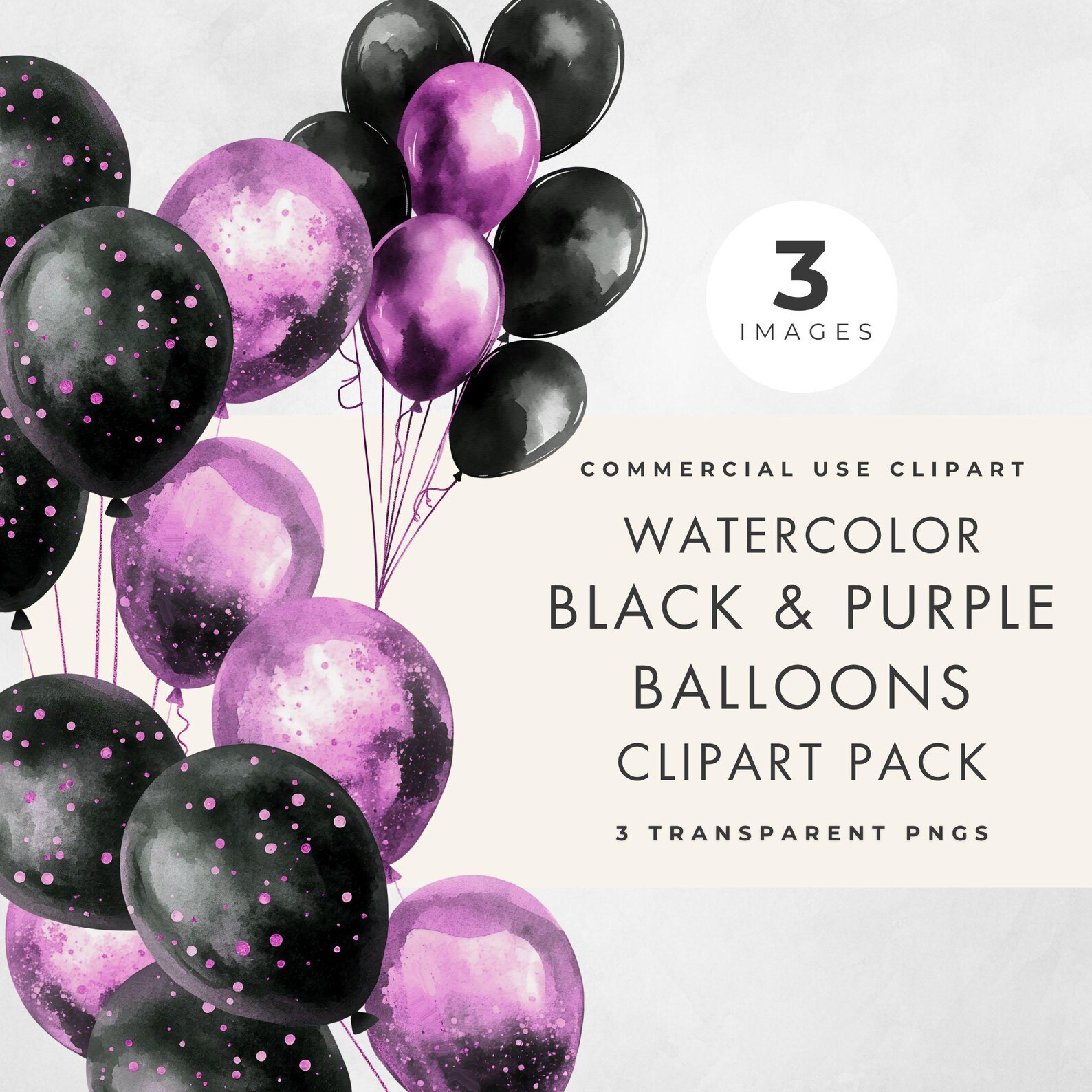 Purple and Black Balloon Clipart, Digital Download, Commercial Use ...