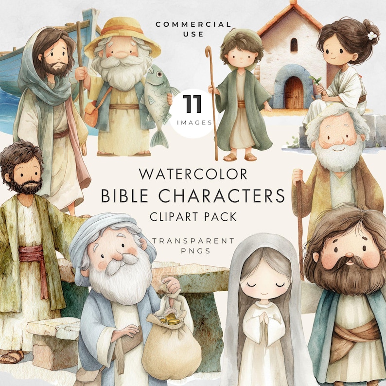 Watercolor Bible Characters Clipart | Christian Religious Pngs ...