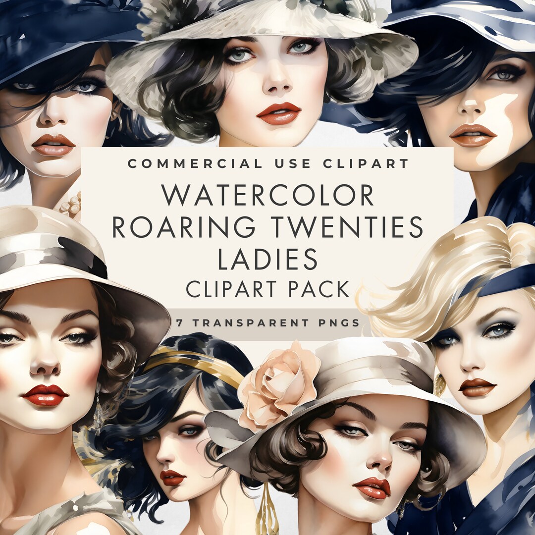 Roaring Twenties Clipart, Flapper Girls, 7 IMAGES, Commercial License ...