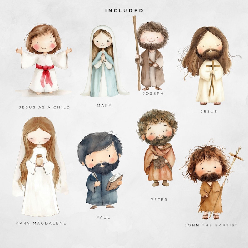 New Testament Bible Characters Clipart – Cute Storybook Style Christian ...