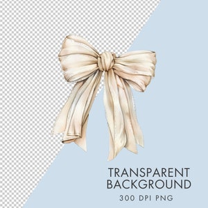 Cream Coquette Bow Clipart, SINGLE IMAGE, Commercial Use, Transparent ...