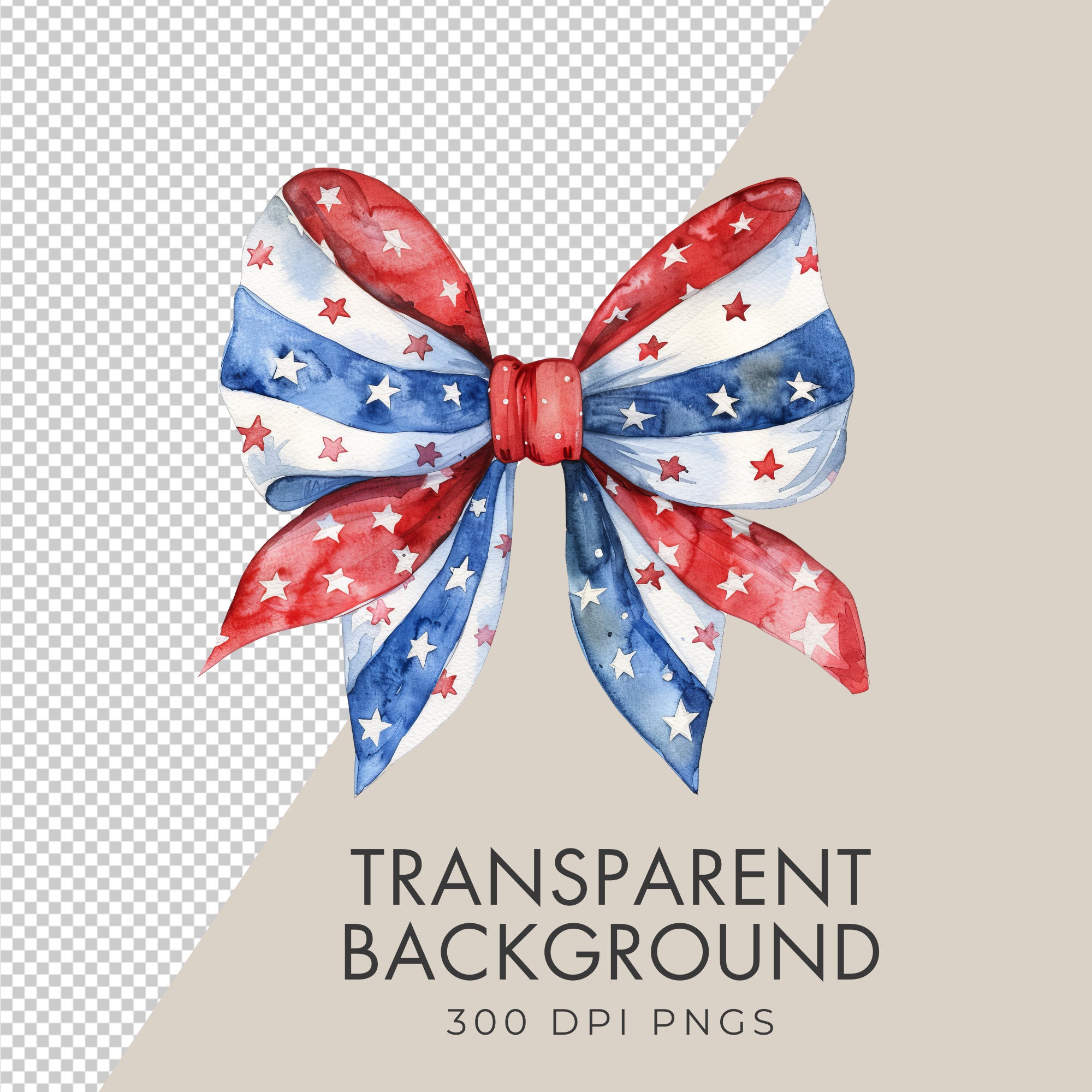 4th of July Coquette Bow Clipart, 7 Images, Commercial Use, Transparent ...