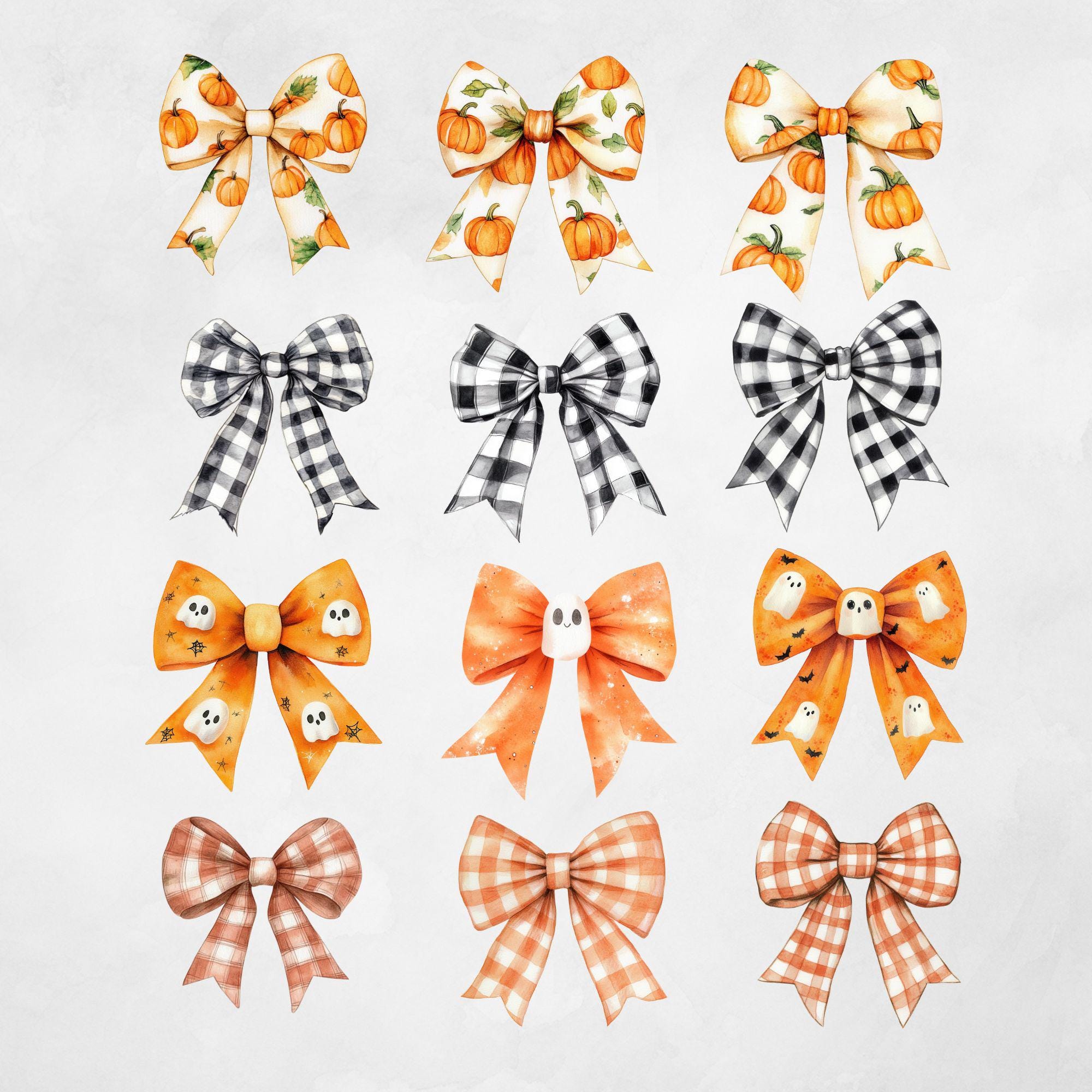 Halloween Coquette Bow Clipart, 12 Images, Commercial Use, Transparent ...