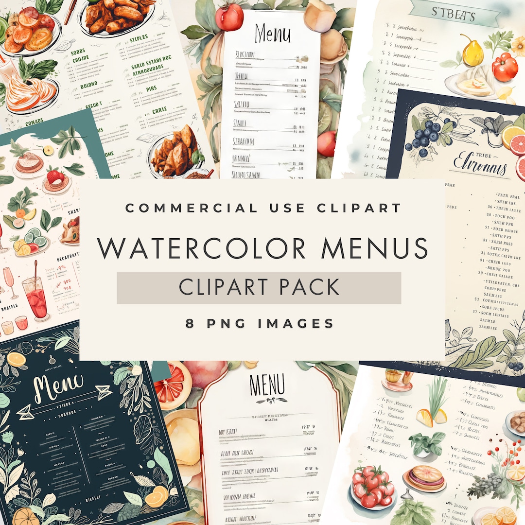 Illustrations of Menus Clipart, 8 IMAGES, Commercial License ...