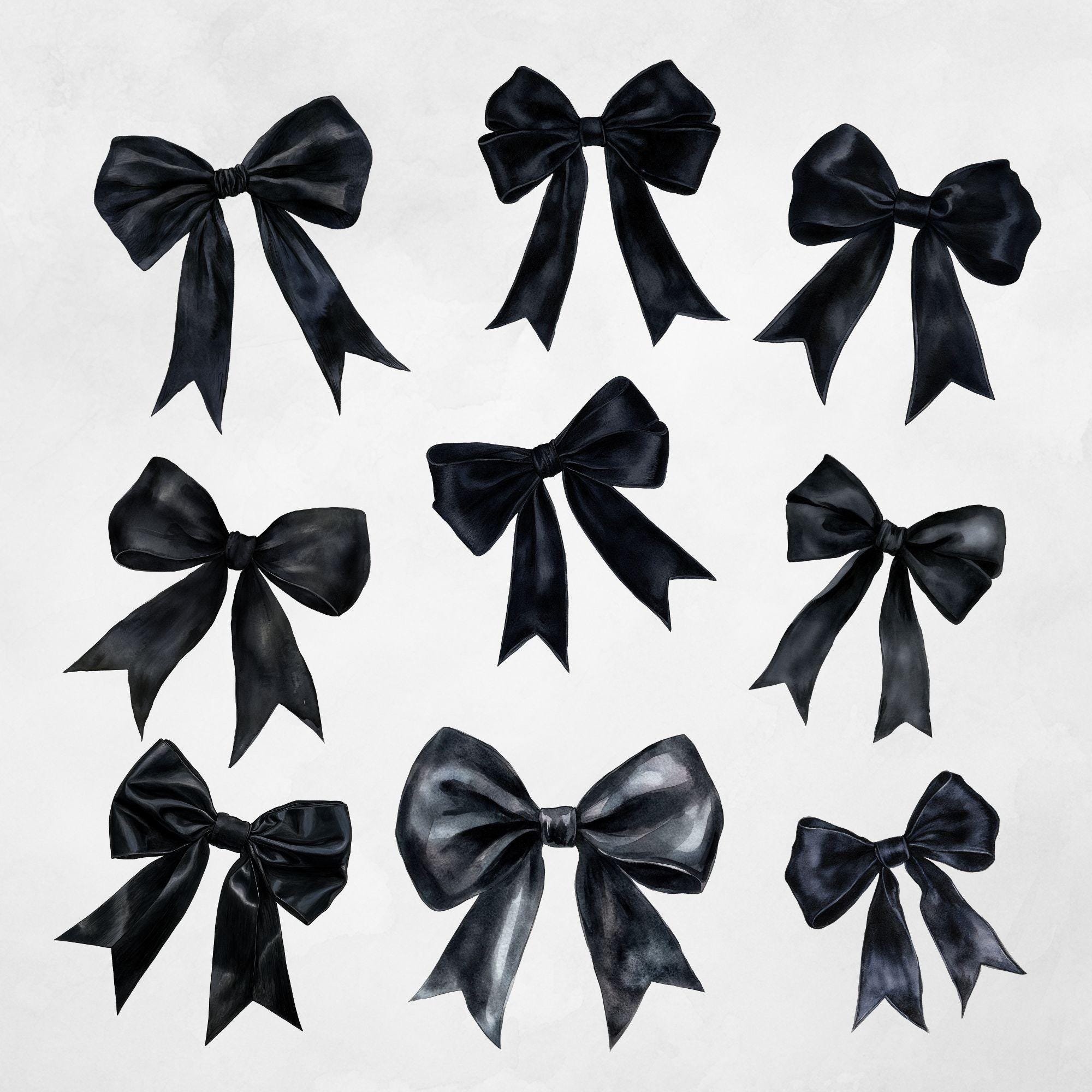 Black Coquette Bow Clipart, 9 Images, Commercial Use, Transparent Pngs ...