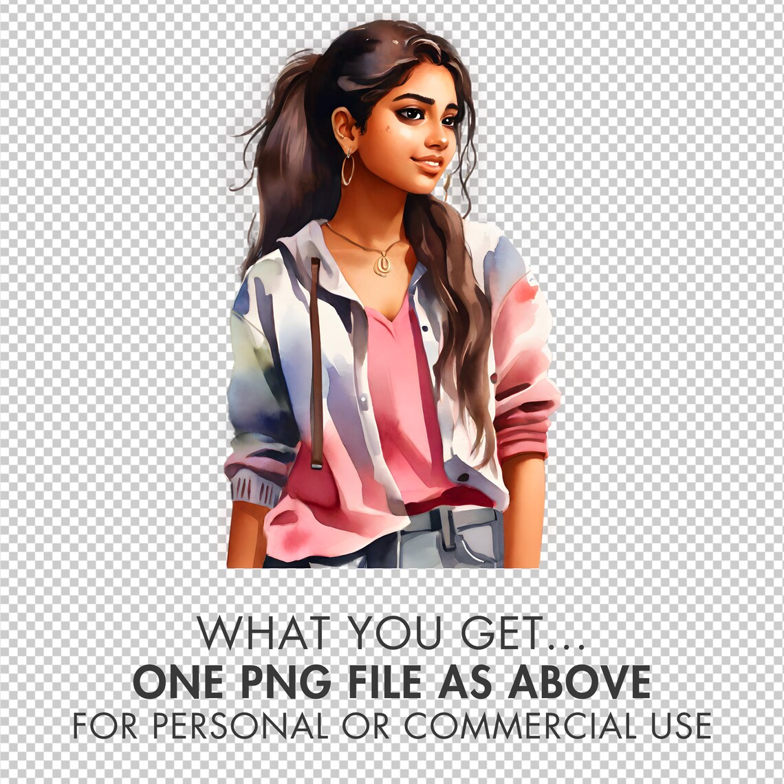 Teen Girl Clipart, SINGLE IMAGE, Commercial Use License, Transparent ...