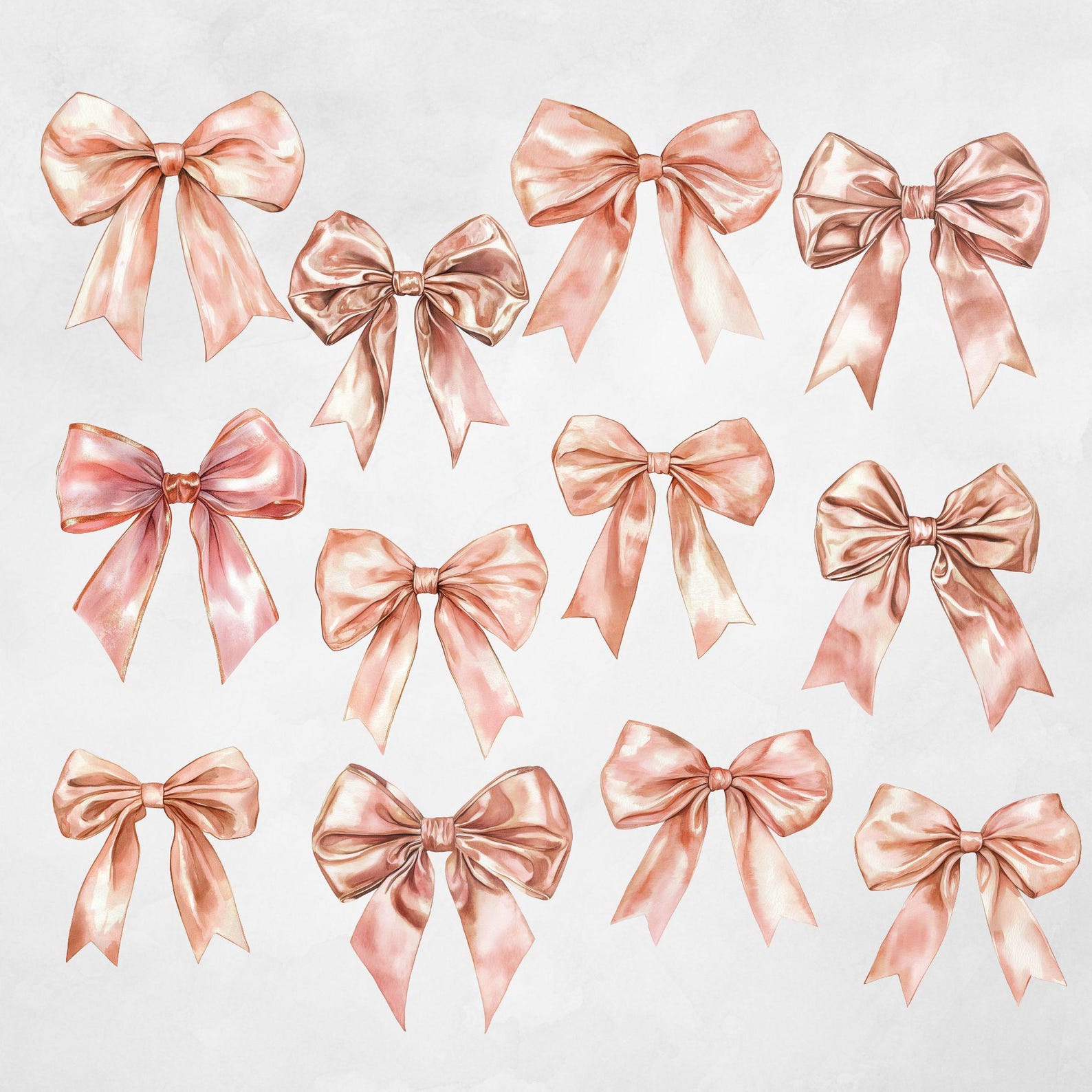 Rose Gold Coquette Bow Clipart, Commercial Use, Transparent Pngs ...