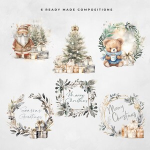 Boho Christmas Clipart, Commercial Use, Transparent PNGS, Neutral Color ...