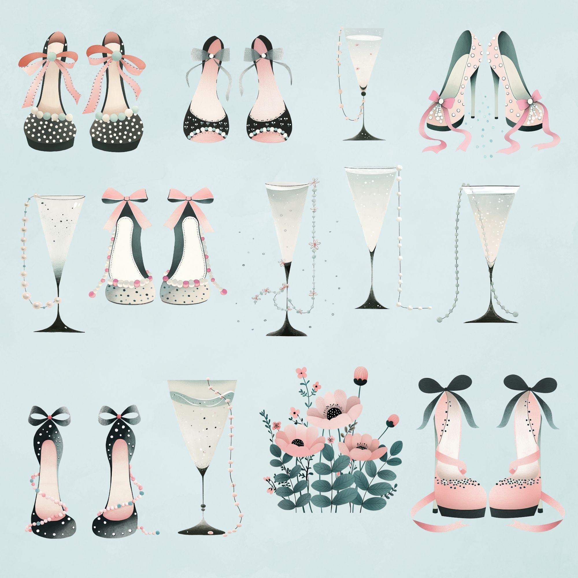 Pearls & Prosecco Clipart, Commercial Use, Transparent PNGS, Petals and ...