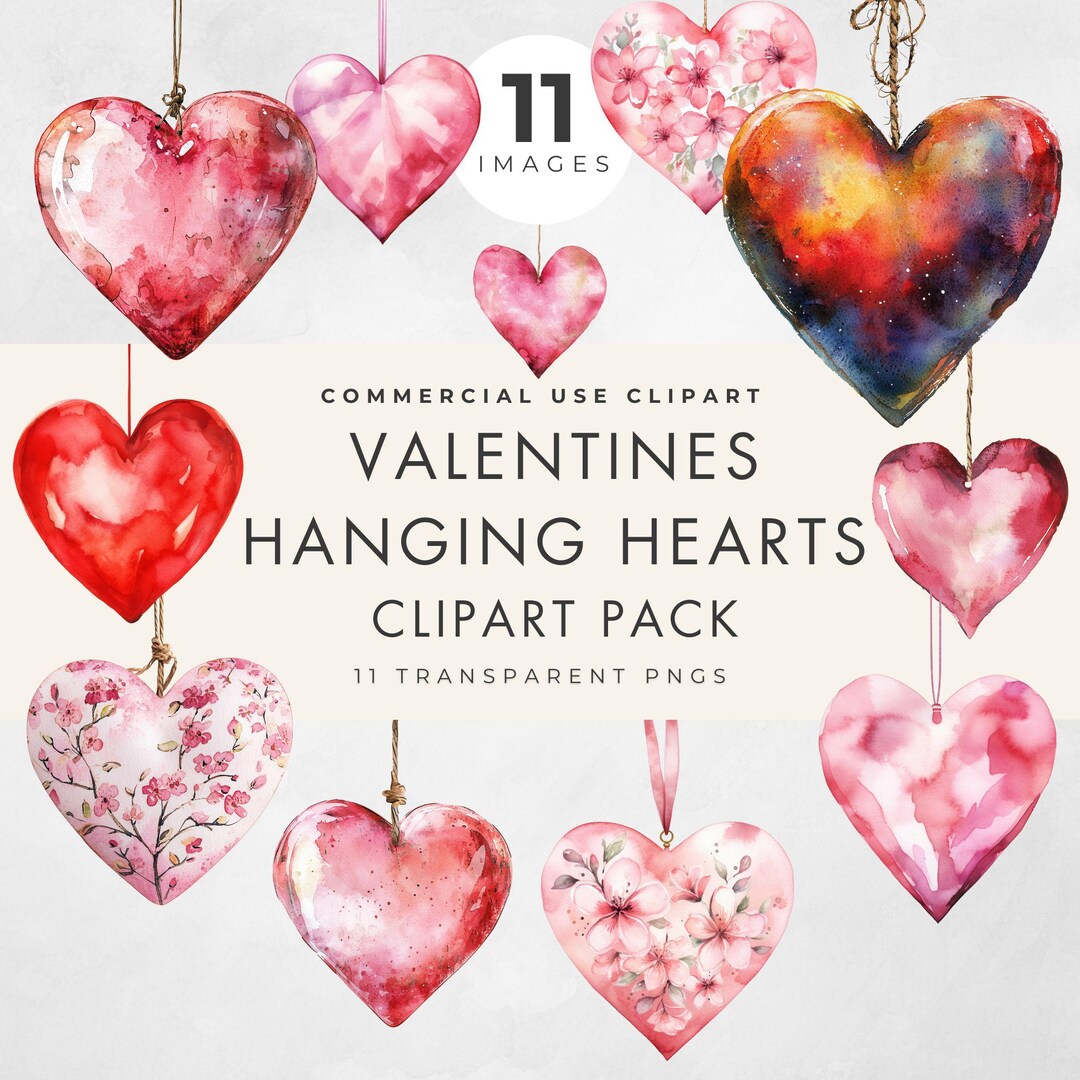 Hanging Hearts Clipart, 8 Images, Commercial Use, Transparent Pngs ...