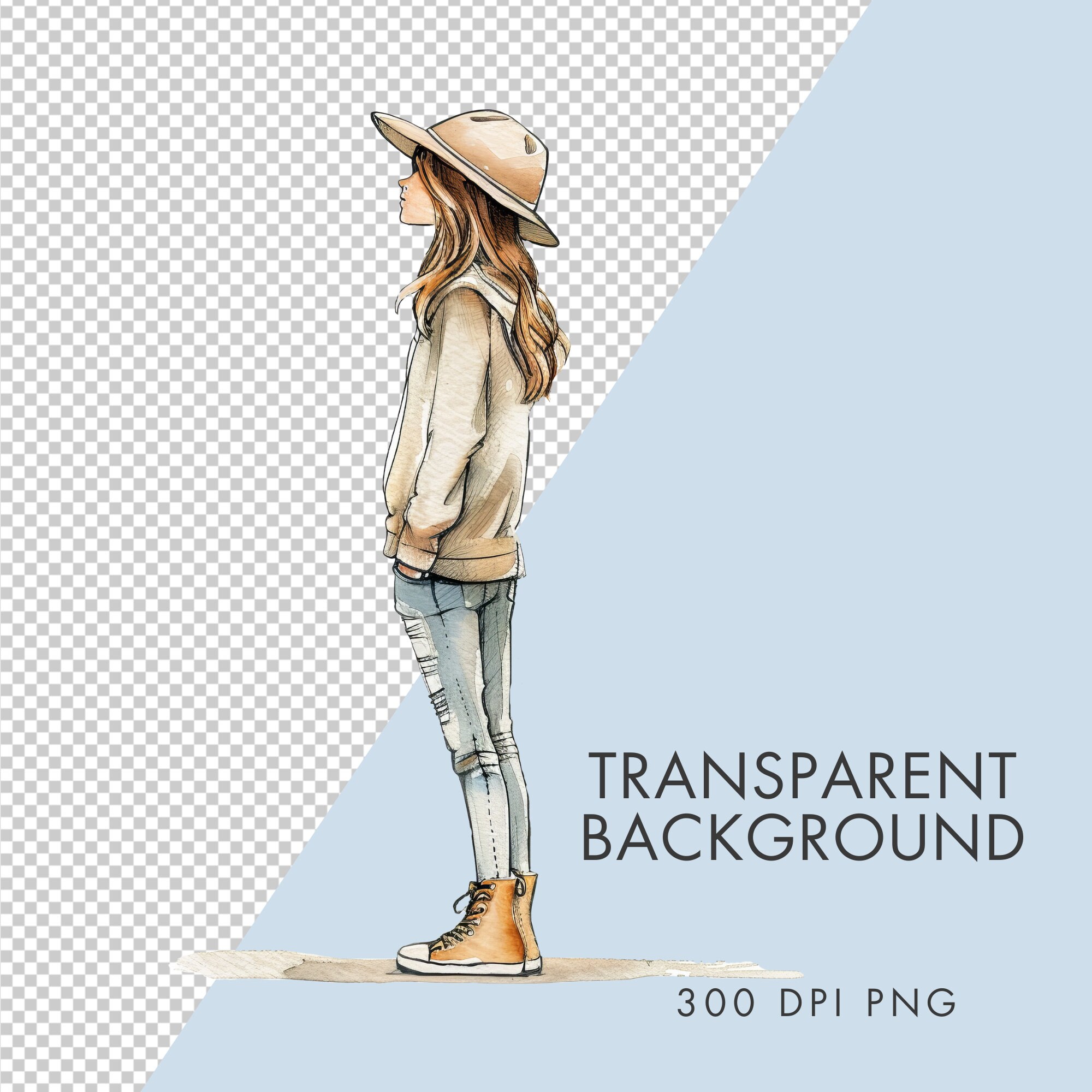 Teen Girl Clipart, SINGLE IMAGE, Commercial Use License, Transparent ...