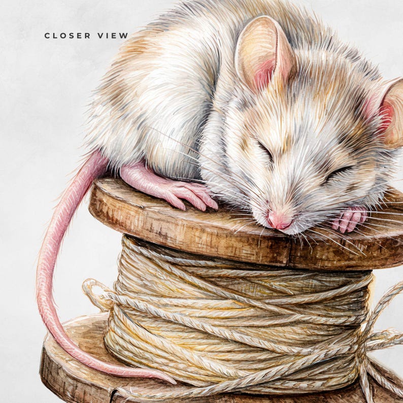 Mice on Spools Clipart Pack – 300 DPI Transparent Pngs for Commercial ...