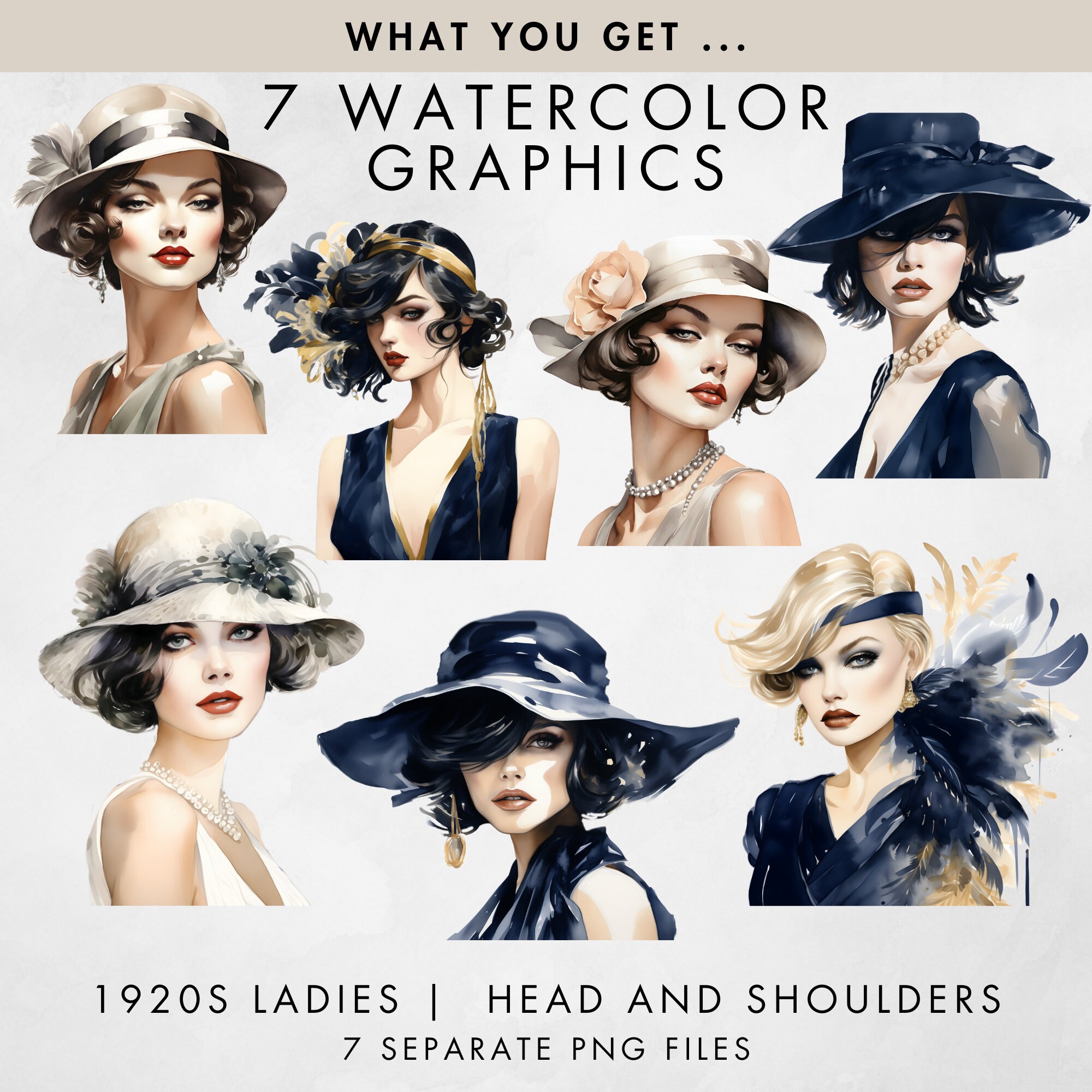 Roaring Twenties Clipart, Flapper Girls, 7 IMAGES, Commercial License ...