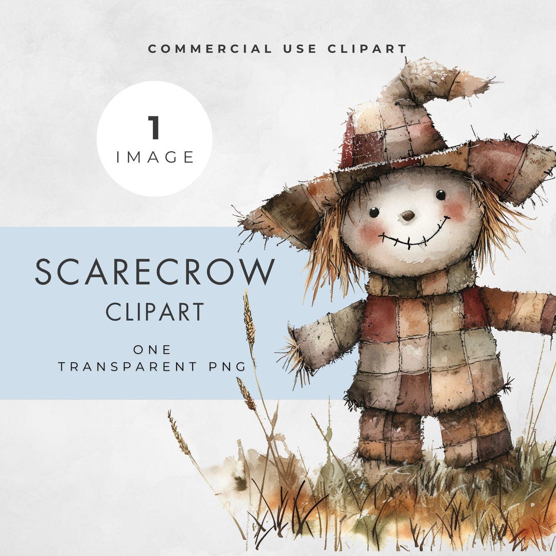 Cute Scarecrow Clipart, SINGLE IMAGE, Commercial Use, Transparent PNG ...