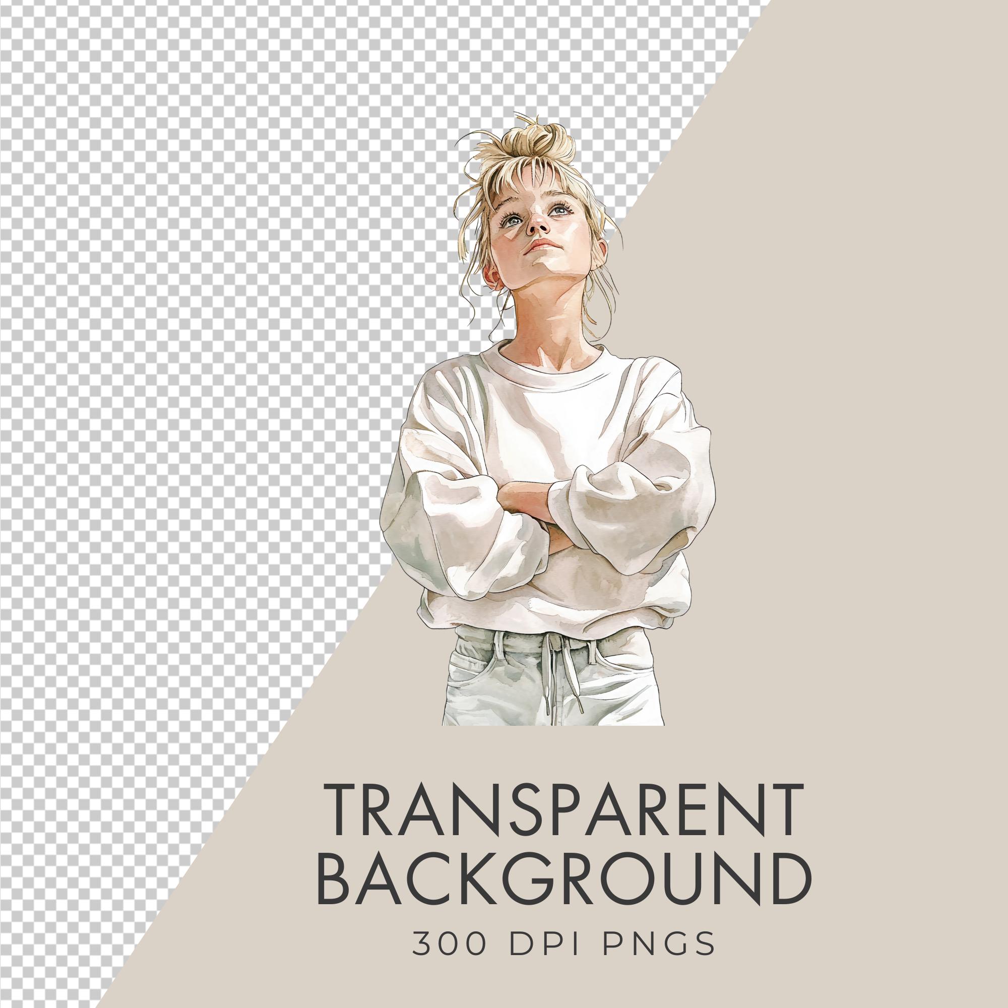 Teen Girl Clipart Set, Trendy Character in Various Poses, Commercial ...