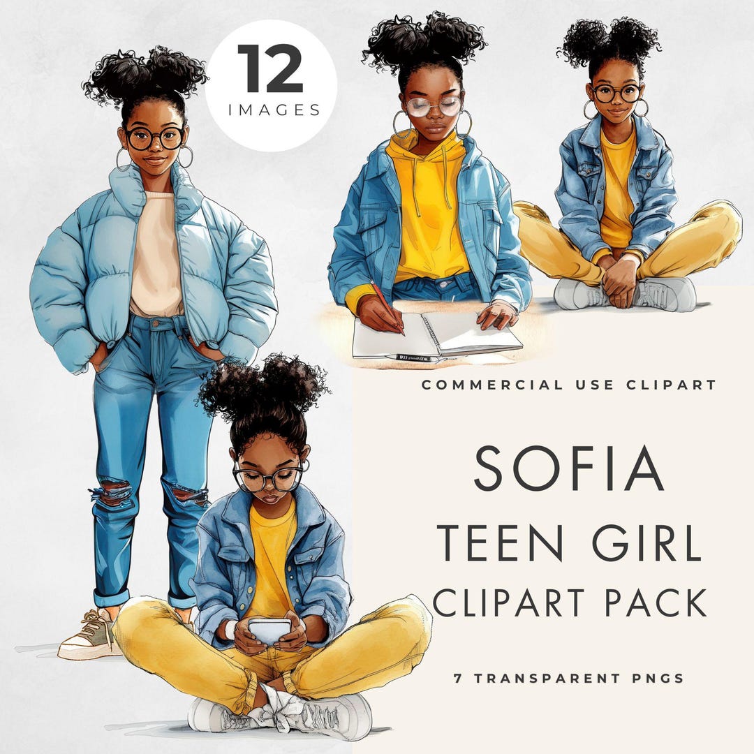 Teen Girl Clipart Set, Cute Character in Various Poses, Commercial Use ...