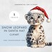 Snow Leopard in Santa Hat Clipart, SINGLE IMAGE, Commercial Use ...