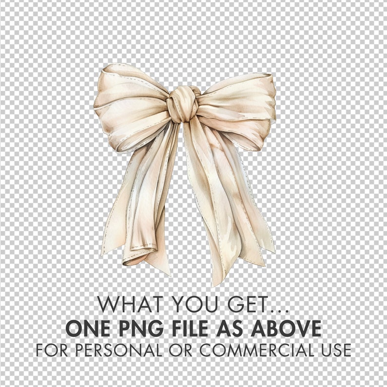 Cream Coquette Bow Clipart, SINGLE IMAGE, Commercial Use, Transparent ...