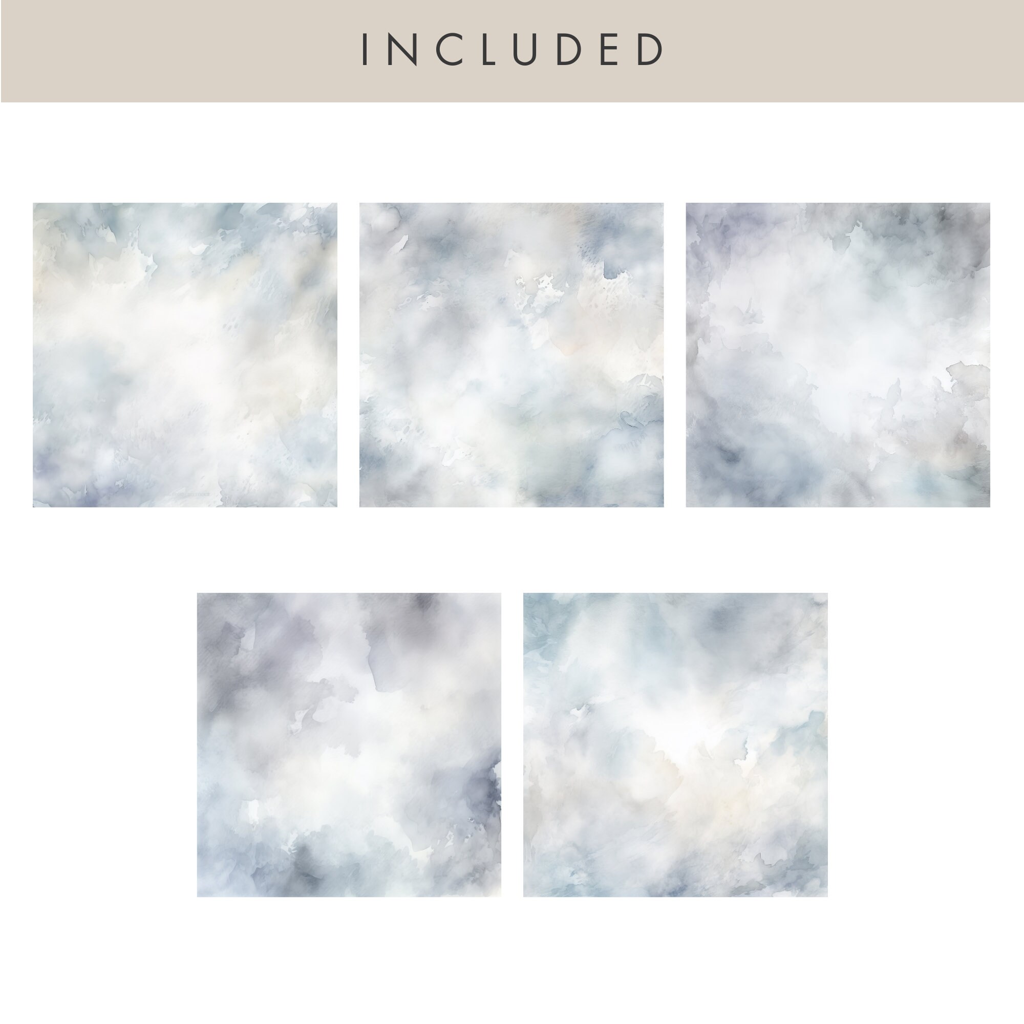 Watercolor Texture Digital Papers, Soft Gray Grey Silver Wash ...