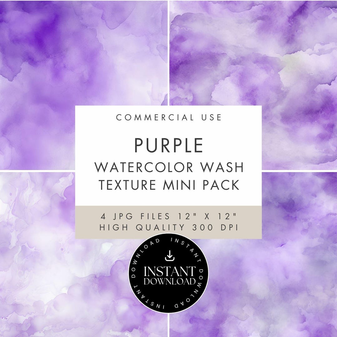 Purple Watercolor Texture Digital Paper: Lilac Wash Backgrounds (JPG ...