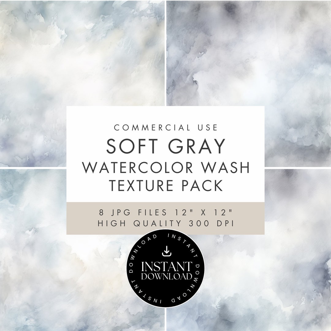 Watercolor Texture Digital Papers, Soft Gray Grey Silver Wash ...