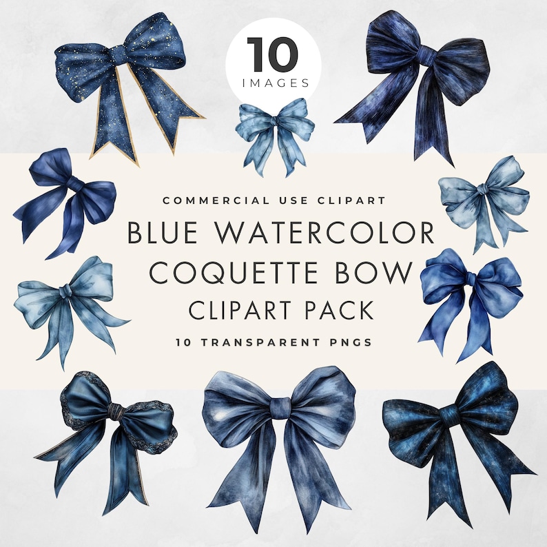 Blue Coquette Bow Clipart, 10 Images, Commercial Use, Transparent Pngs ...