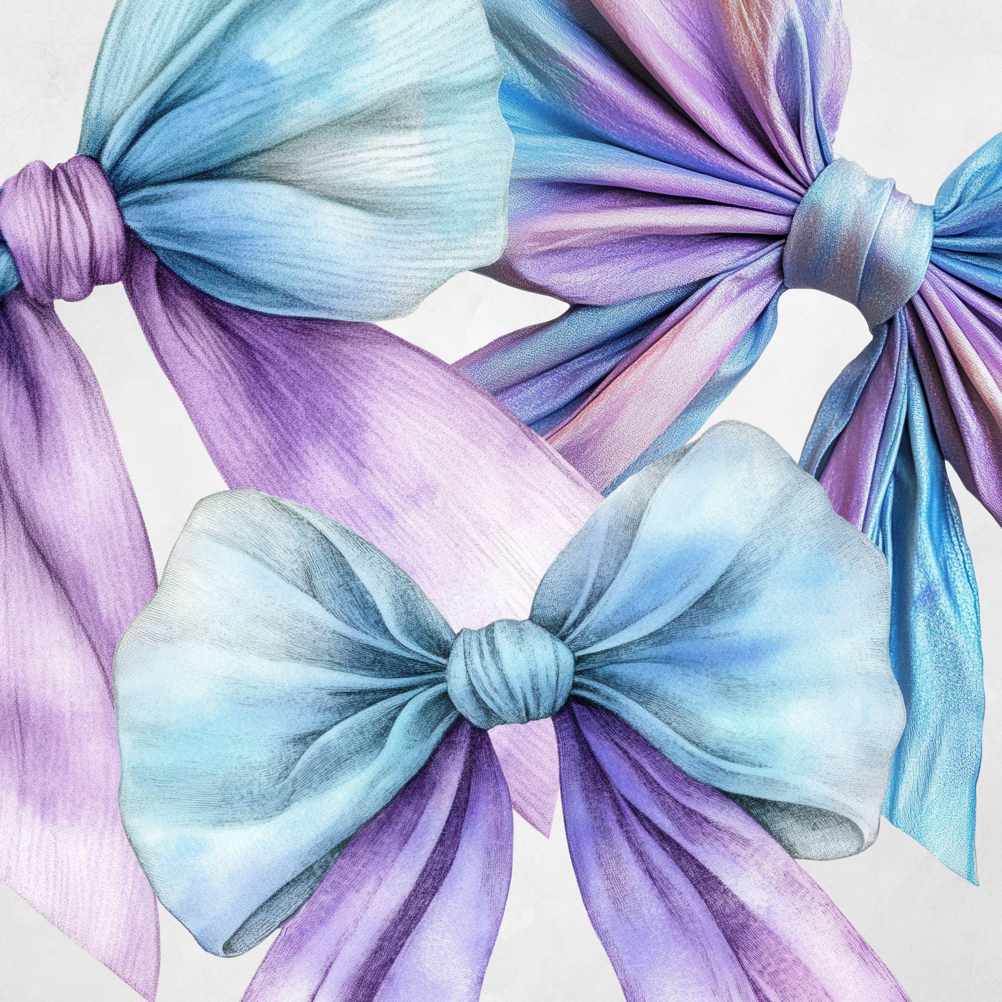 Blue & Lilac Coquette Bow Clipart: Transparent PNG Graphics (commercial ...