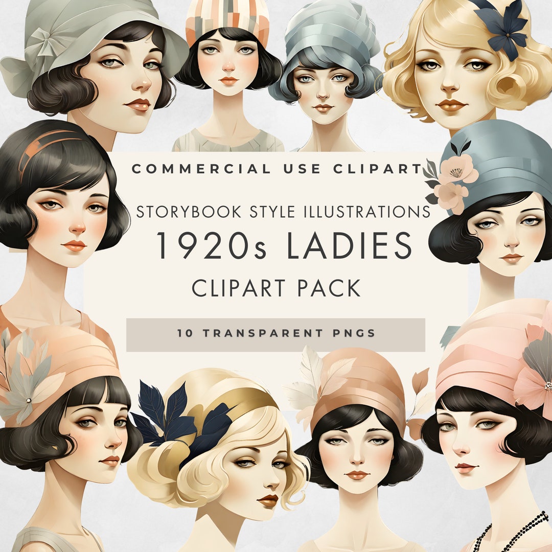 Roaring Twenties Clipart, Flapper Girls, Commercial License, 10 ...