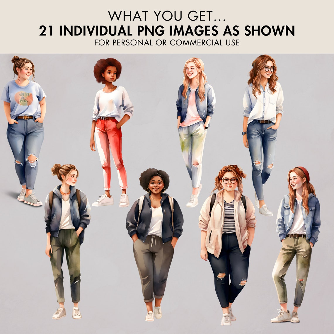 Young People Watercolor Clipart, Commercial Use, Teenagers, Teen Girl ...