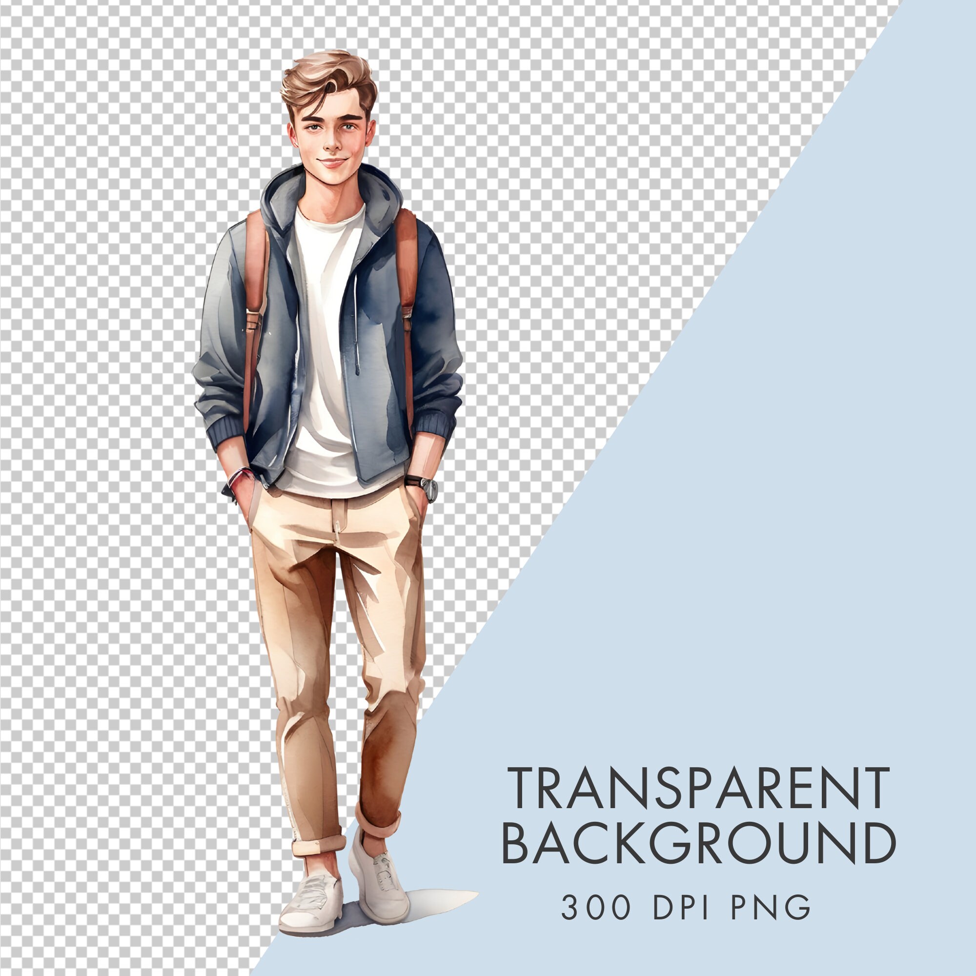 Teenage Boy Clipart, SINGLE IMAGE, Commercial Use License, Transparent ...