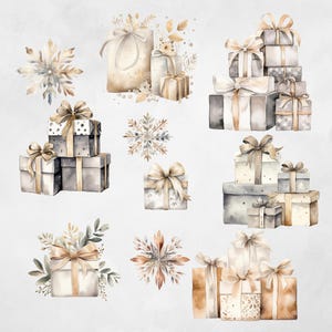 Boho Christmas Clipart, Commercial Use, Transparent PNGS, Neutral Color ...