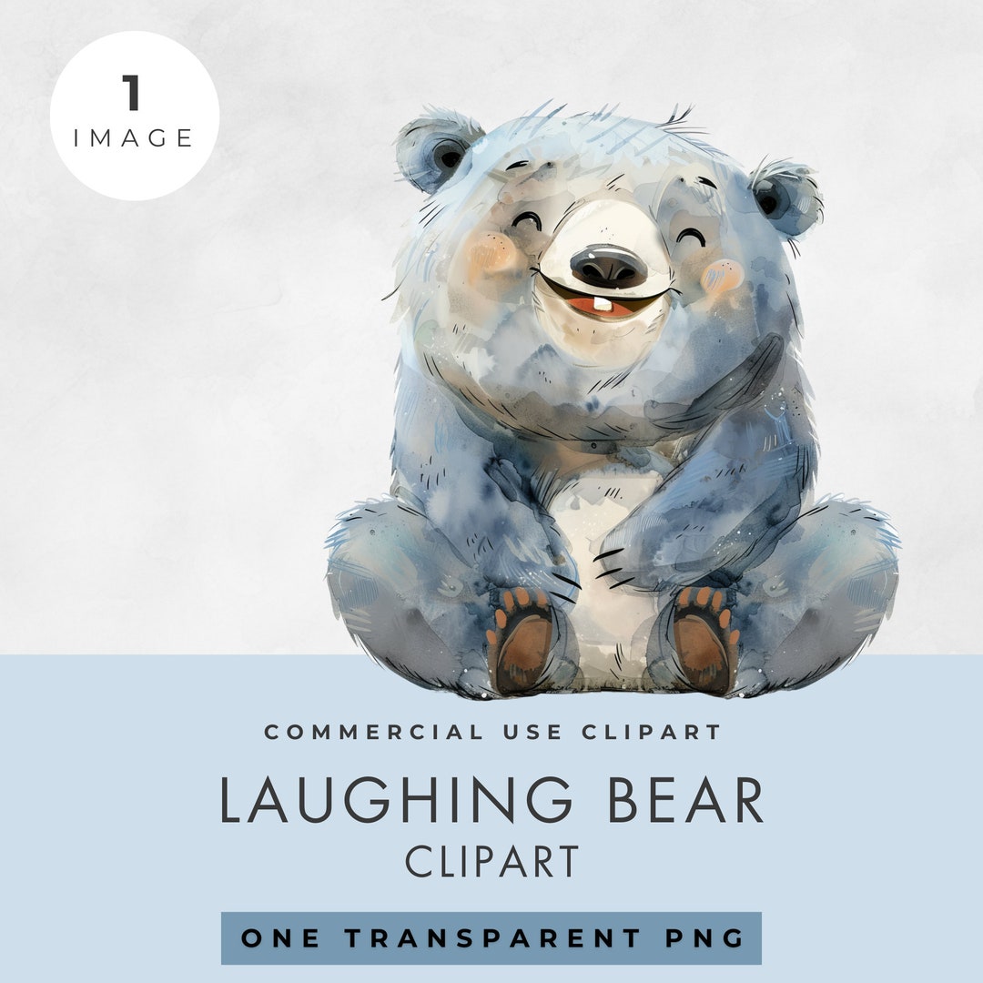 Laughing Bear Clipart, SINGLE IMAGE, Commercial License, Transparent ...