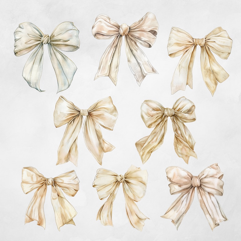 Cream Coquette Bow Clipart, 15 Images, Commercial Use, Transparent Pngs ...