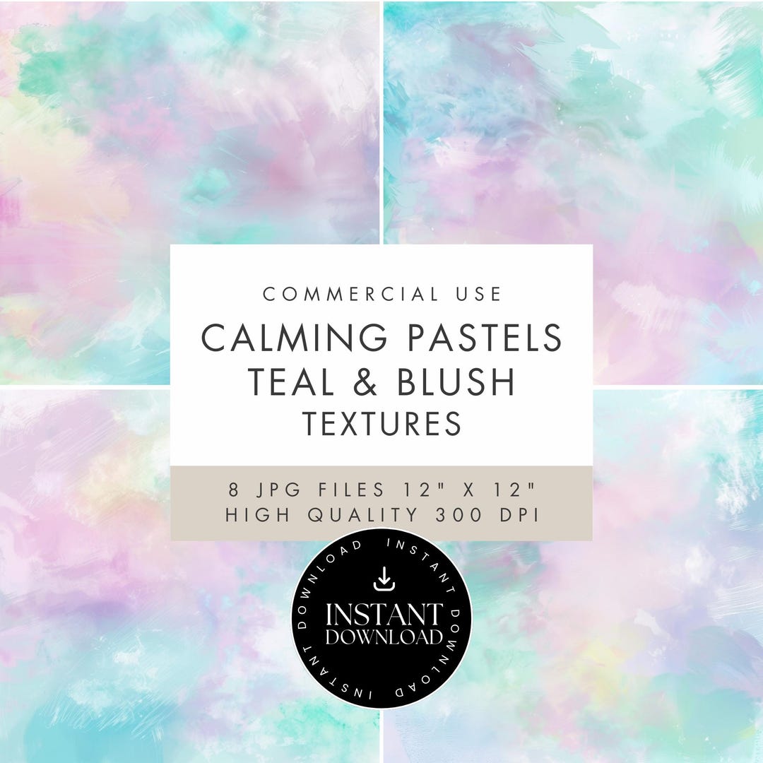 Watercolor Texture Digital Papers, Pastel Wash Teal Blue Pink ...