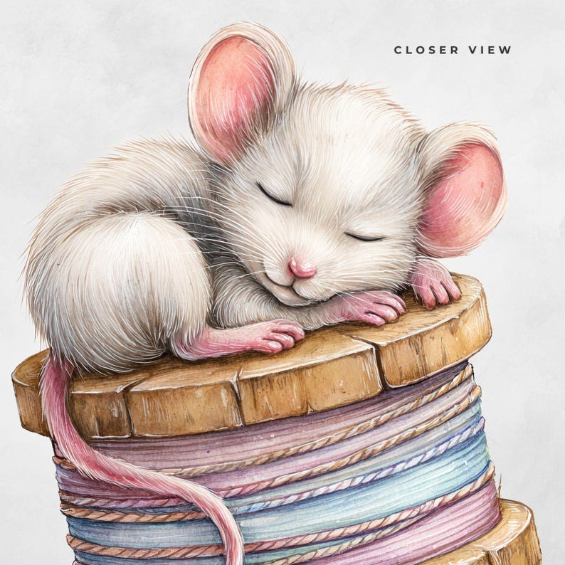 Mice on Spools Clipart Pack – 300 DPI Transparent Pngs for Commercial ...