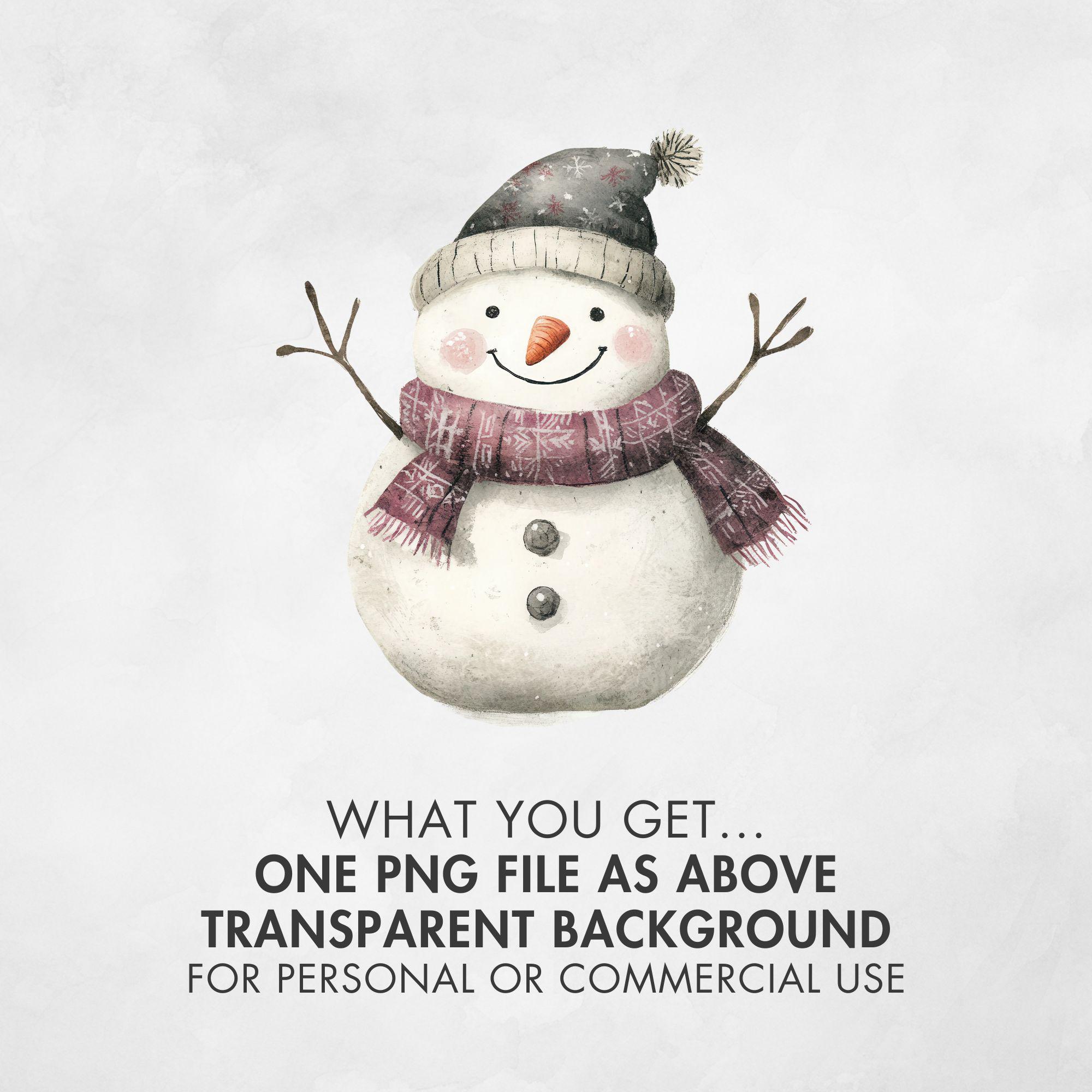 Snowman With Hat Clipart, SINGLE IMAGE, Commercial Use, Transparent PNG ...