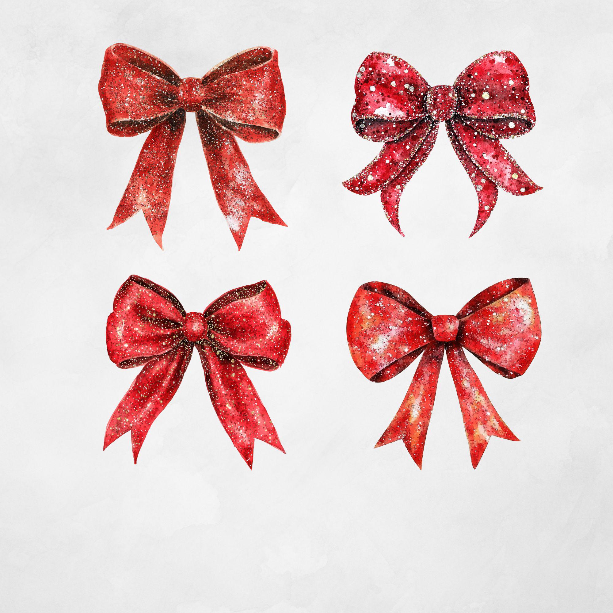 Red Sparkle Coquette Bow Clipart, Commercial Use, Transparent PNG, Faux ...