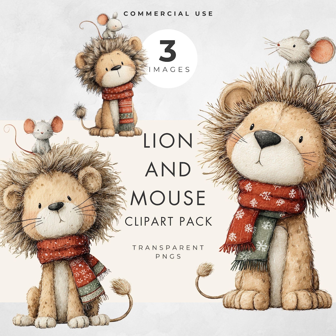 Lion and Mouse Clipart Pack – 3 PNG Images With Transparent Background ...
