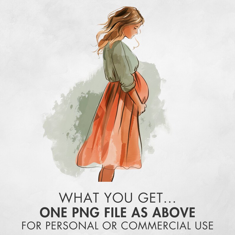 Whimsy Mom-to-be Clipart, SINGLE IMAGE, Commercial Use, Transparent PNG ...
