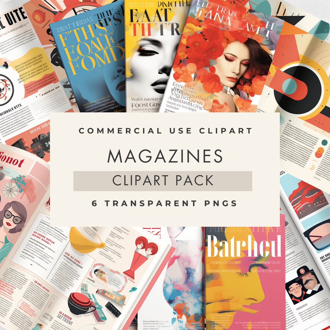 Illustrations of Magazines Clipart, 6 IMAGES, Commercial License ...