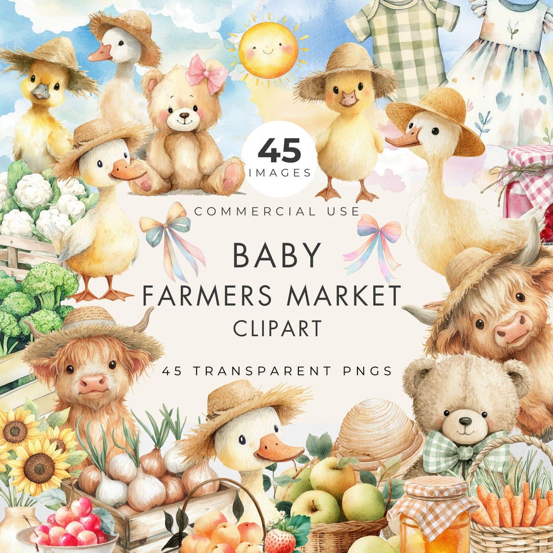 Baby Farmers Market Clipart, Commercial Use, Baby Shower, Transparent ...