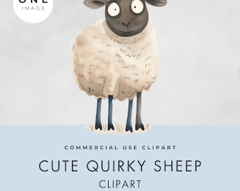 Funny Sheep Clipart, Cute Watercolor Quirky Farm Animal, PNG Digital ...