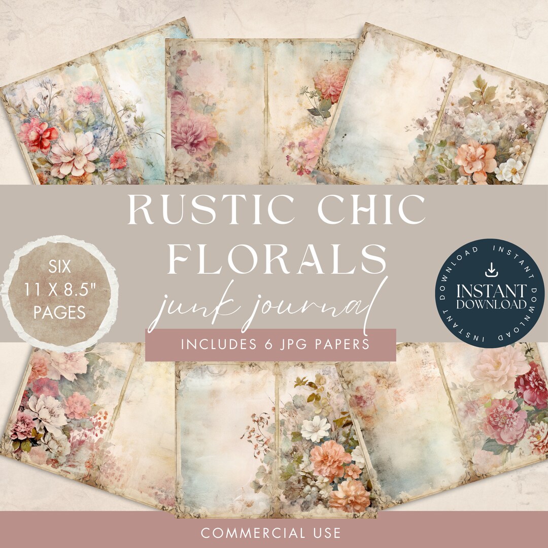 Rustic Chic Junk Journal Pages, INSTANT DIGITAL DOWNLOAD, Vintage ...