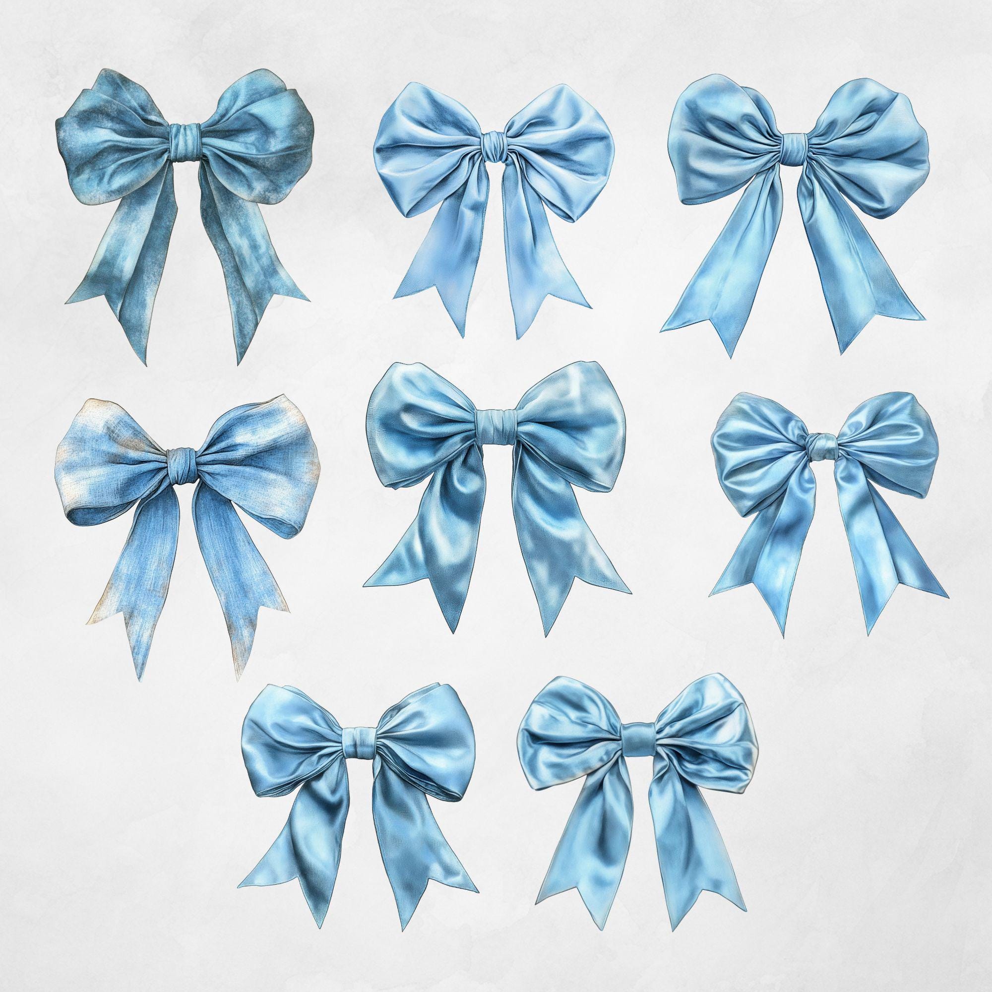 Light Blue Bow Clipart: Coquette Ribbon Transparent PNG Graphics ...