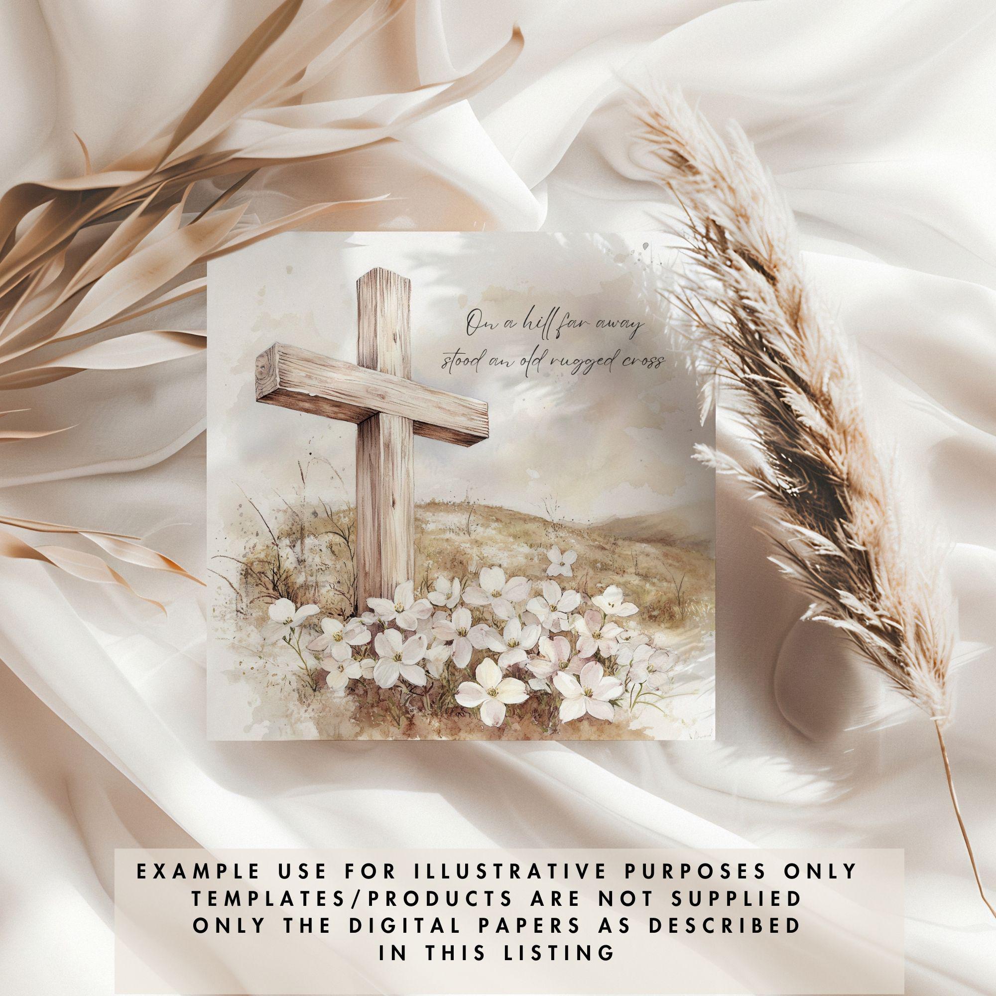 Wooden Cross Digital Papers, JPG INSTANT DOWNLOAD, Cross & Florals ...